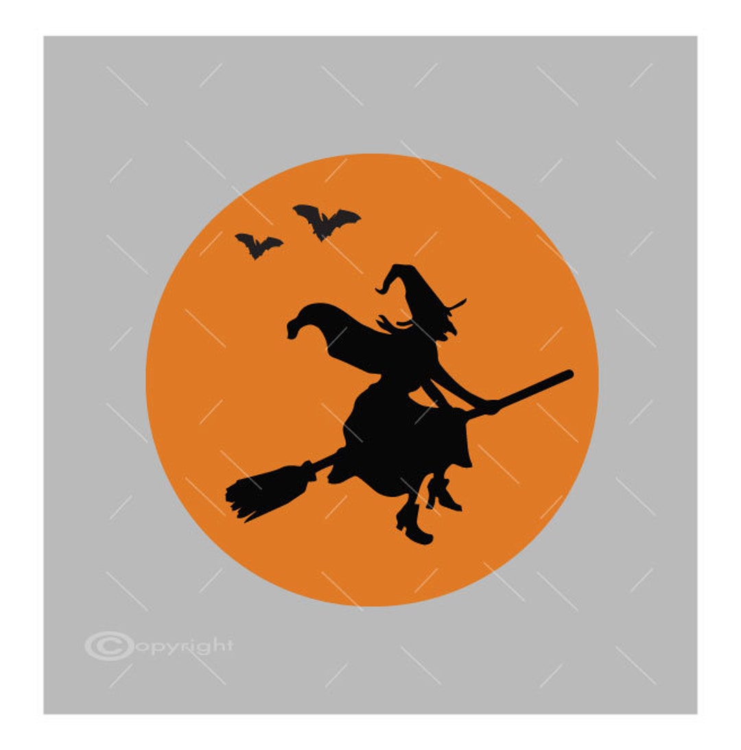 Flying Witch Vector Images SVG Files Digital Cutting Files Ai - Eps ...