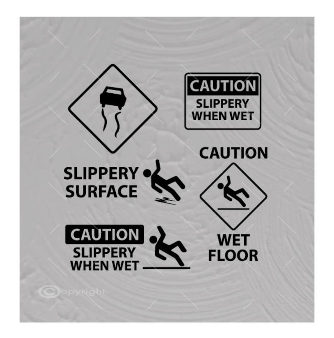 Five Caution Slippery Signs Vector Images Vinyl Decal T-shirt Digital ...