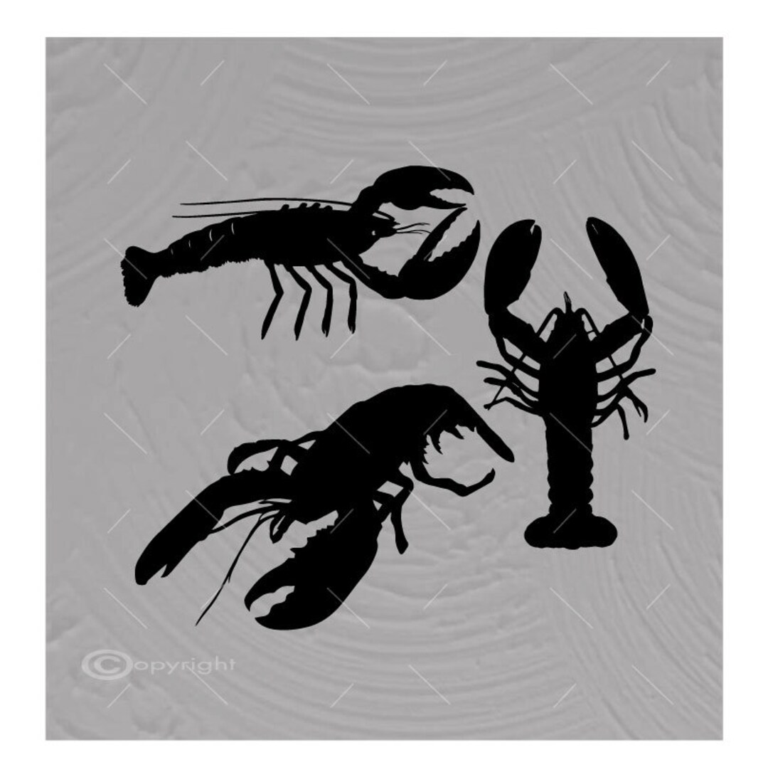 Three Lobsters Vector Images Vinyl Decal T Shirt Digital Cutting Files