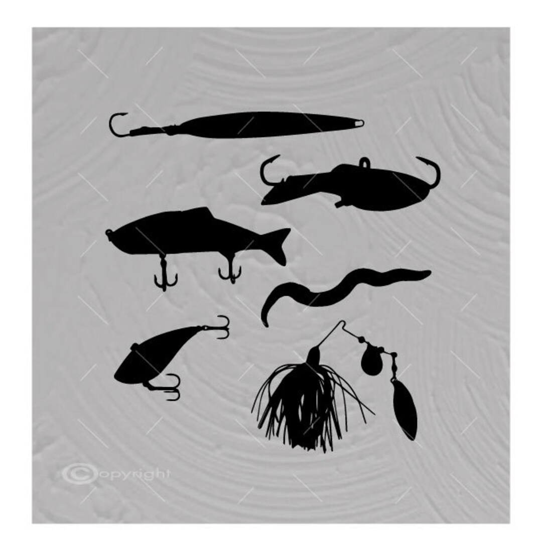 Six Fishing Baits Vector Images SVG Files Digital Cutting Files Ai ...