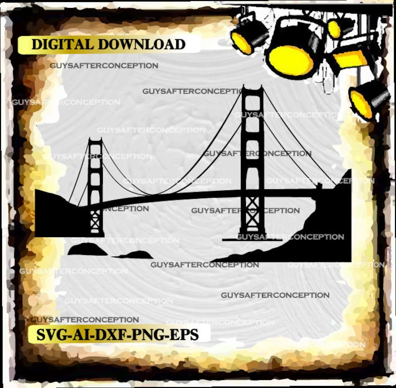 Golden Gate Bridge Vector Images SVG Files Digital Cutting | Etsy