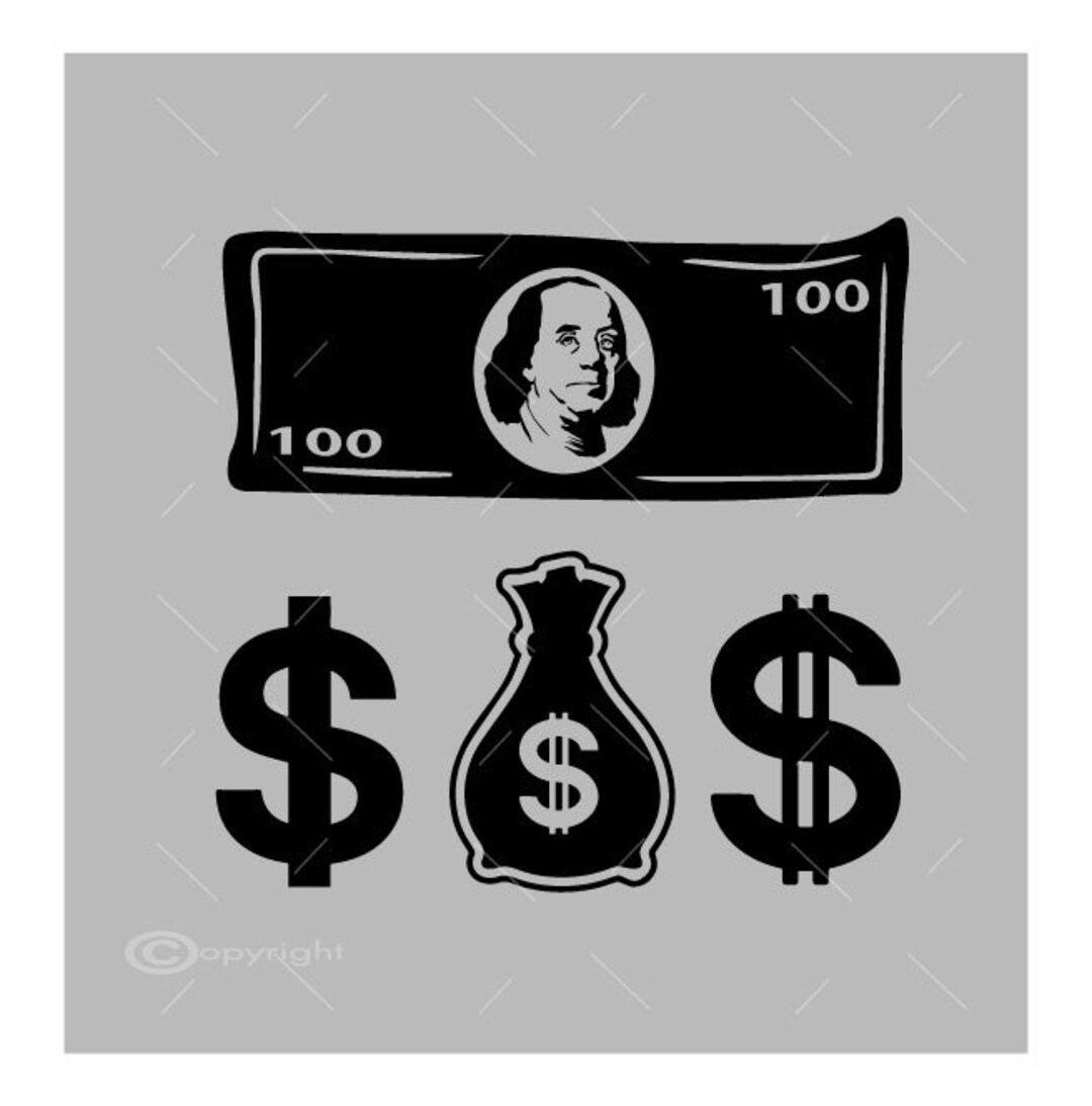 Money SVG Bundle: 100 Dollars Money Sign Cut Files (digital Download ...