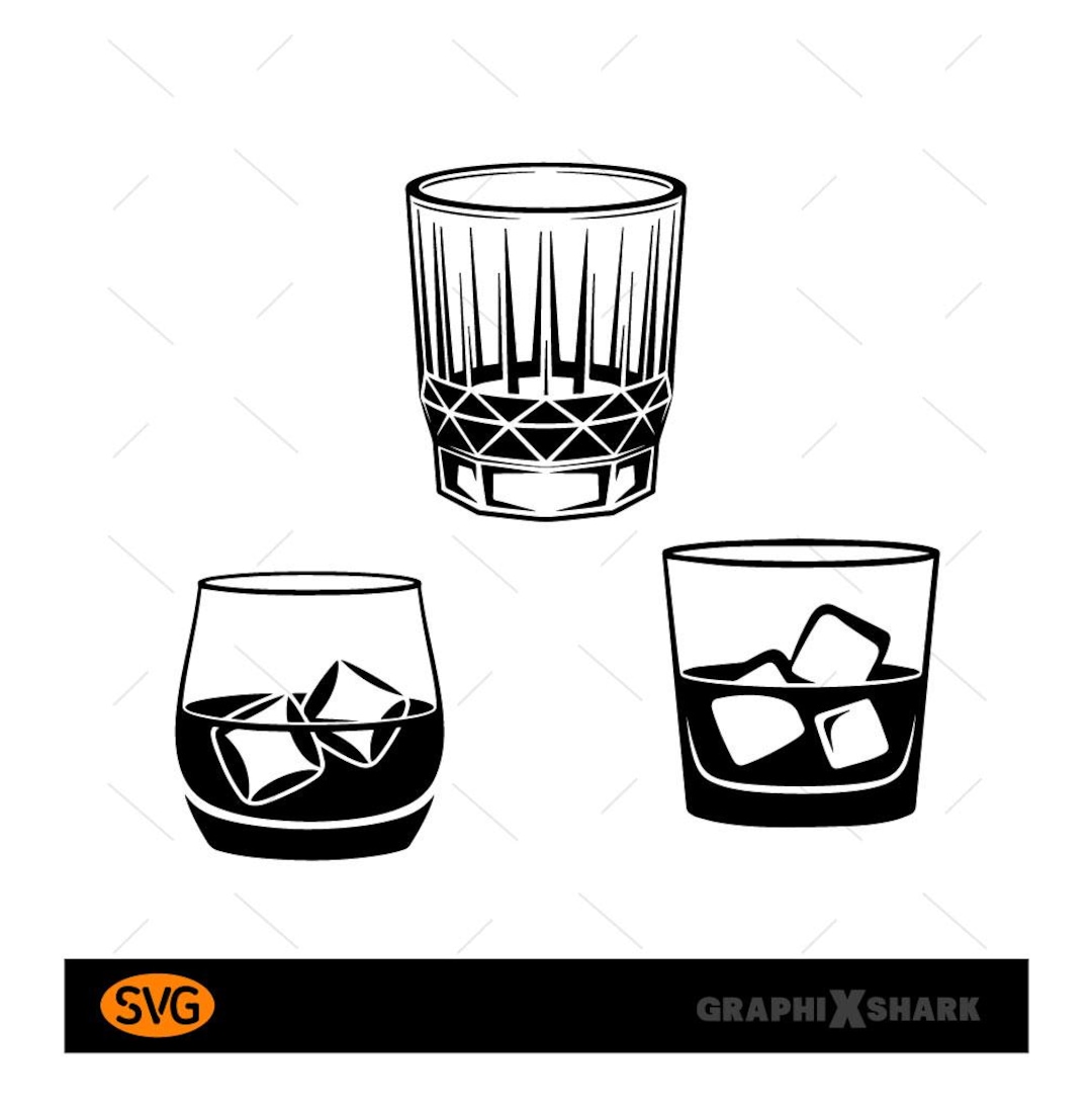 Whiskey Glass SVG Bundle | Whiskey Tumbler SVG | Bourbon Glass Cut File ...