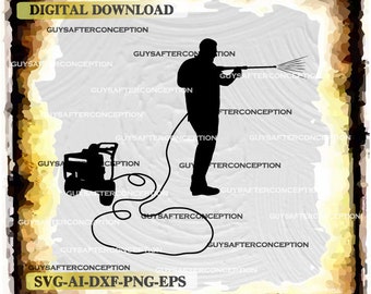 Man Pressure Washing Vector Image SVG File Digital Cutting | Etsy