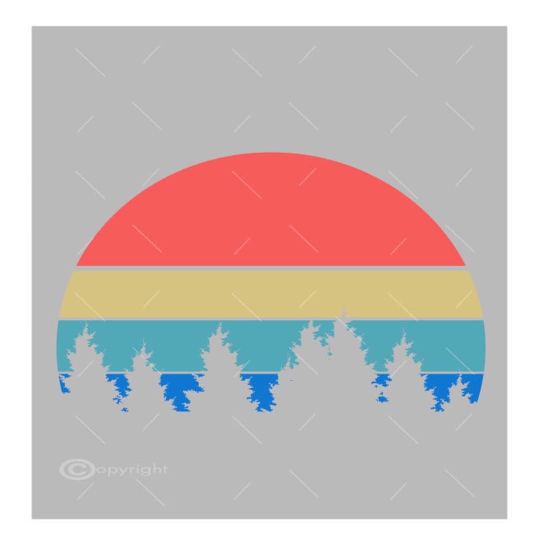 Retro Half Circle SVG: Tree Line Vintage 60s 70s Clipart (digital ...