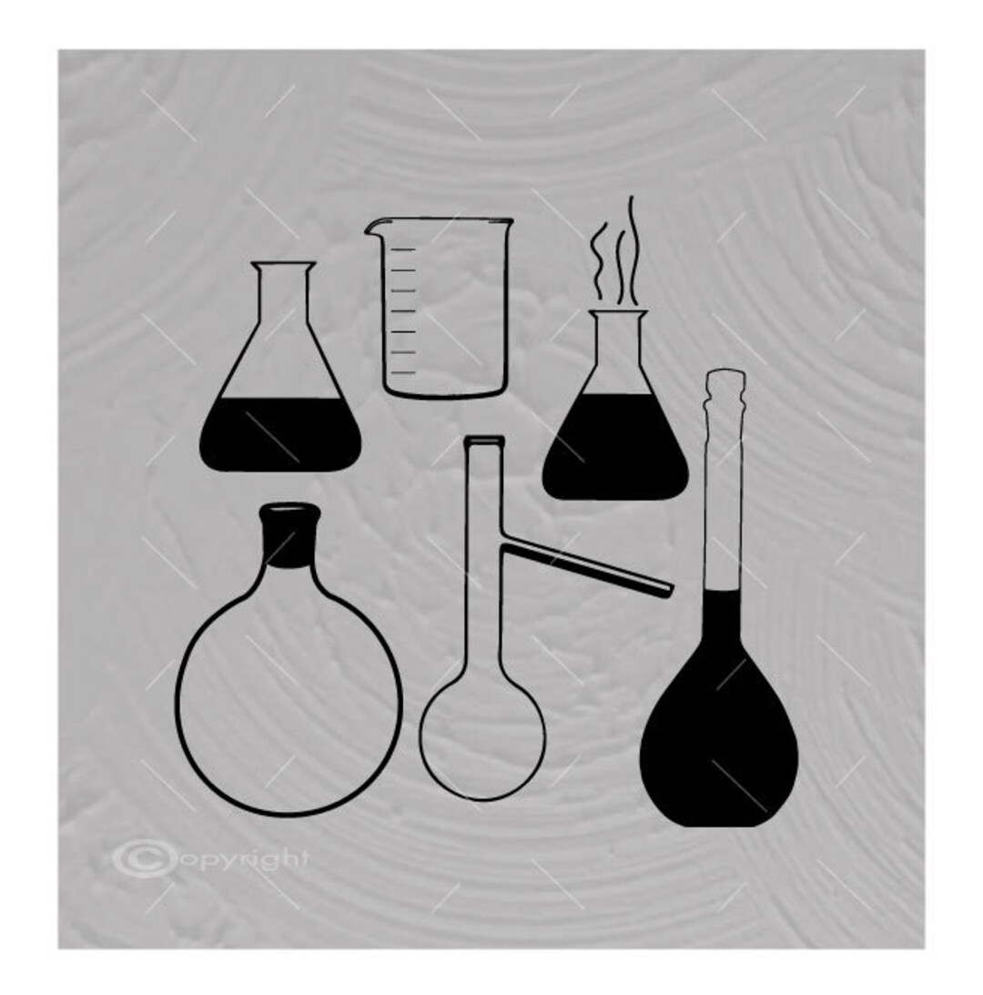 Six Lab Glassware Equipment Vector Image SVG Files Digital Cutting ...