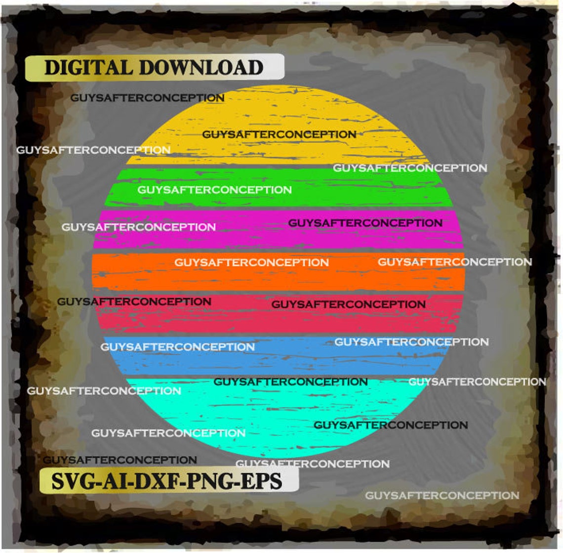 80s Distressed Circle Digital File Ai Eps PNG DXF Svg | Etsy