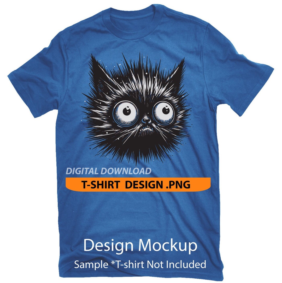 Funny Scared Cat T-shirt Design PNG Black Cat Tshirt Graphic Design - Etsy