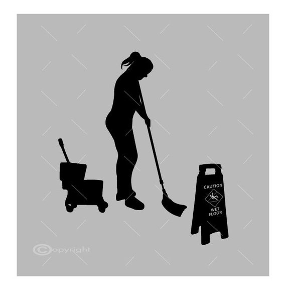 Woman Custodian Janitor Vector Image SVG File Digital Cutting - Etsy