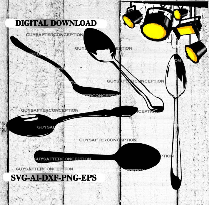 Five Spoons Vector Images SVG Files Digital Cutting Files Ai | Etsy