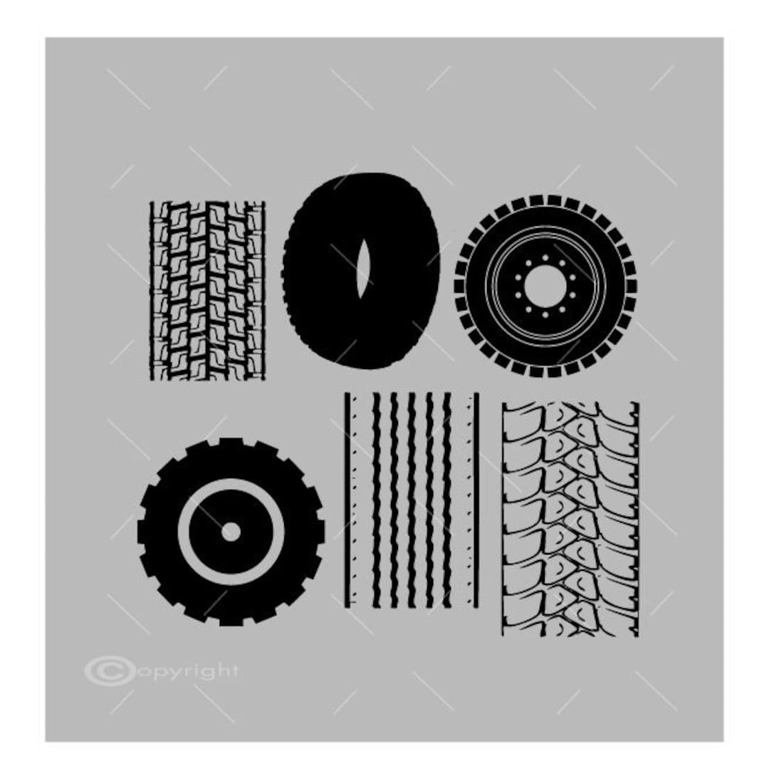 Six Assorted Truck Tires Prints Vector Images SVG Files Digital Cutting ...