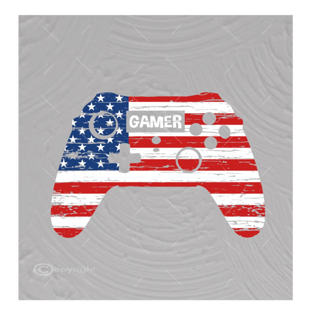 Distressed American Flag Video Game Controller Digital File Ai - Eps ...