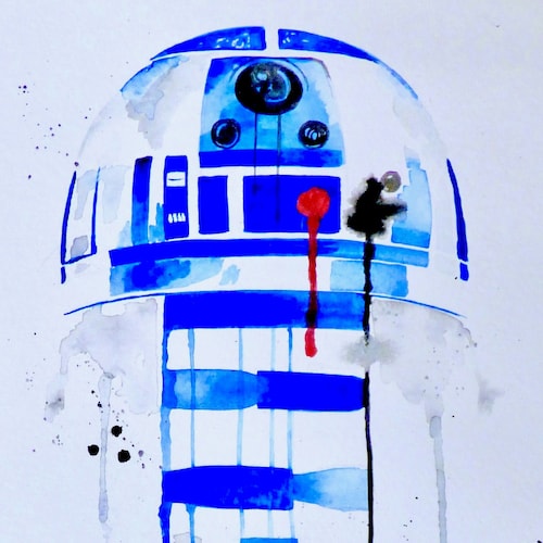 Star Wars R2D2 Watercolor Print R2D2 Movie Wall Art Painting - Etsy