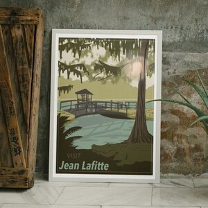 Visit Jean Lafitte Louisiana Bayou Swamp Print Retro Vintage ...