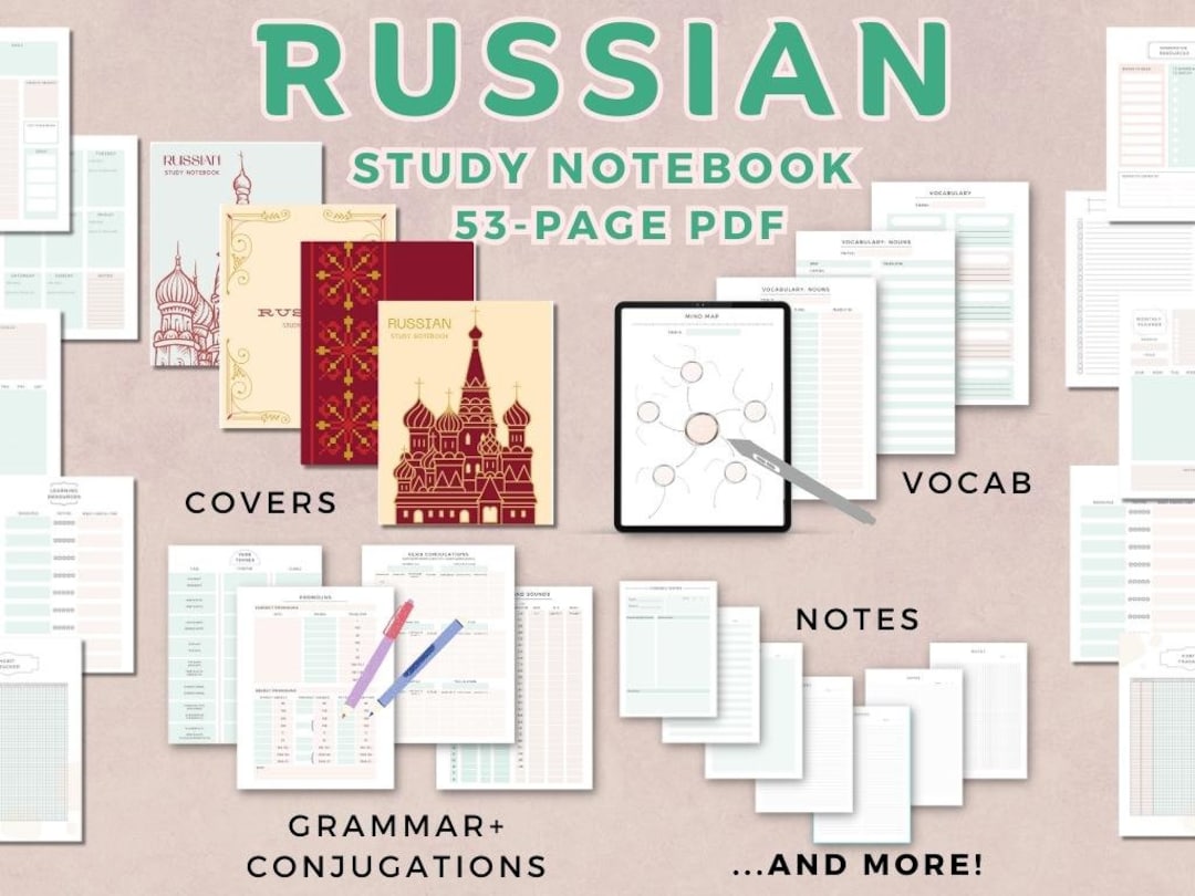 Russian Language Learning Notebook Study Journal Cyrillic Alphabet ...