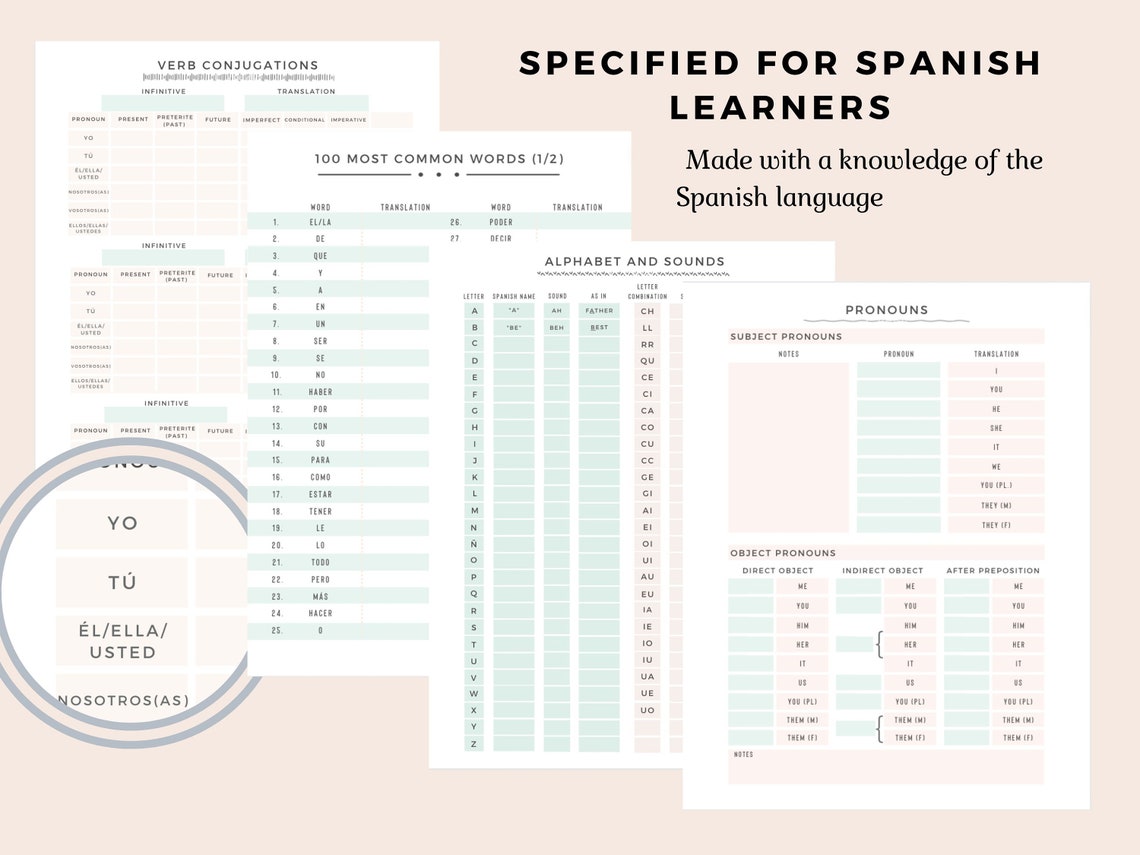 Spanish Language Learning Notebook Study Journal Printable - Etsy