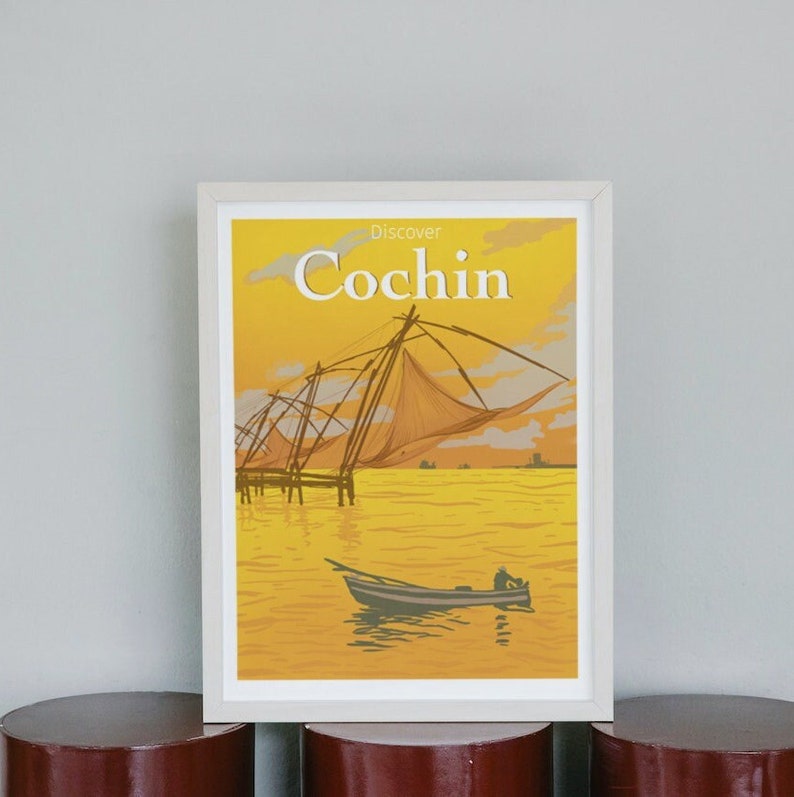 Visit India Cochin Kochi Kerala Print Retro Vintage International ...