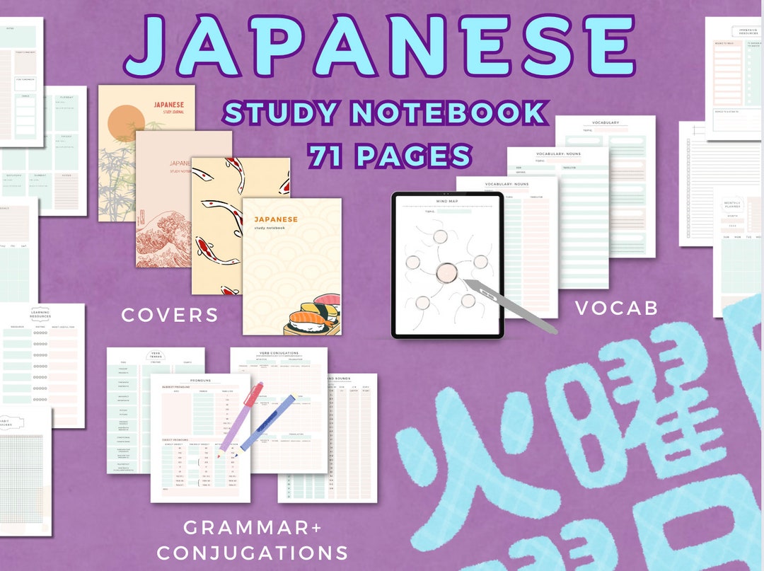 Japanese Katakana Hiragana Kanji Language Learning Notebook Study ...