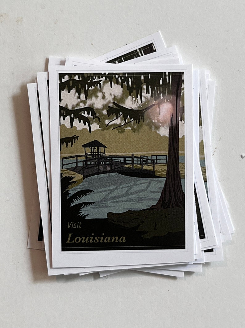 Visit Jean Lafitte Louisiana Bayou Swamp Print Retro Vintage ...