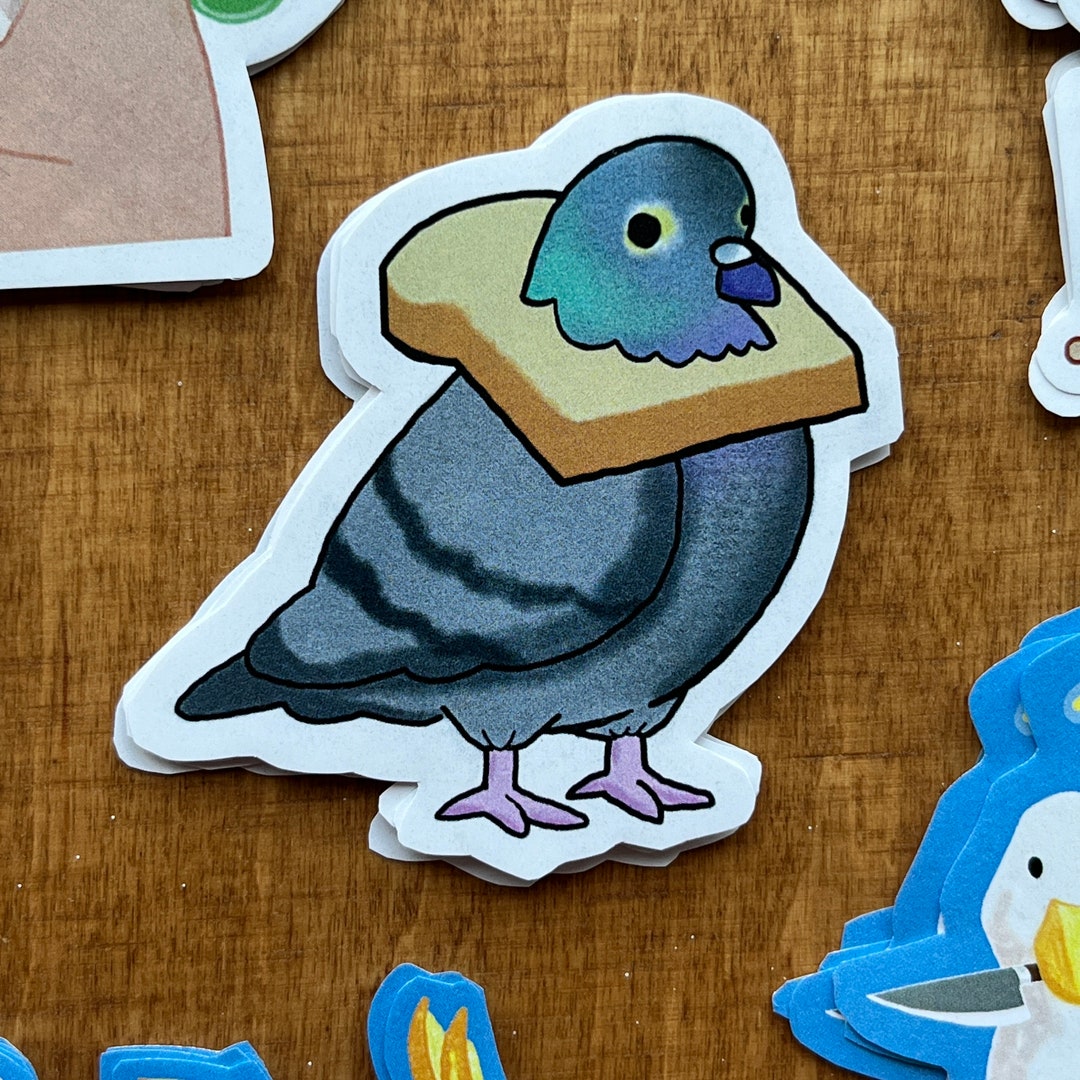 Pigeon With Bread Necklace Sticker Vinyl Die Cut Laptop Water Bottle ...