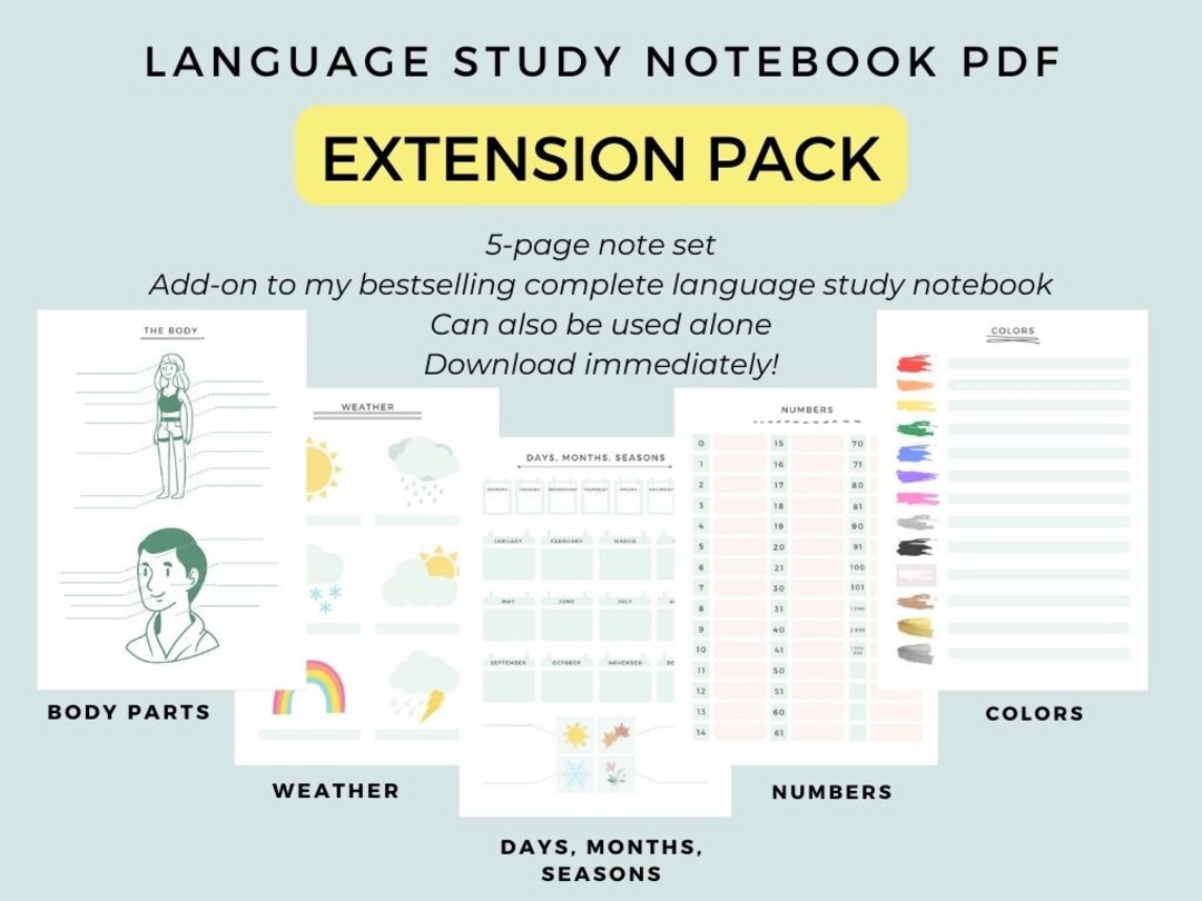 EXTENSION PACK Language Learning Study Notebook Ipad Notes - Etsy