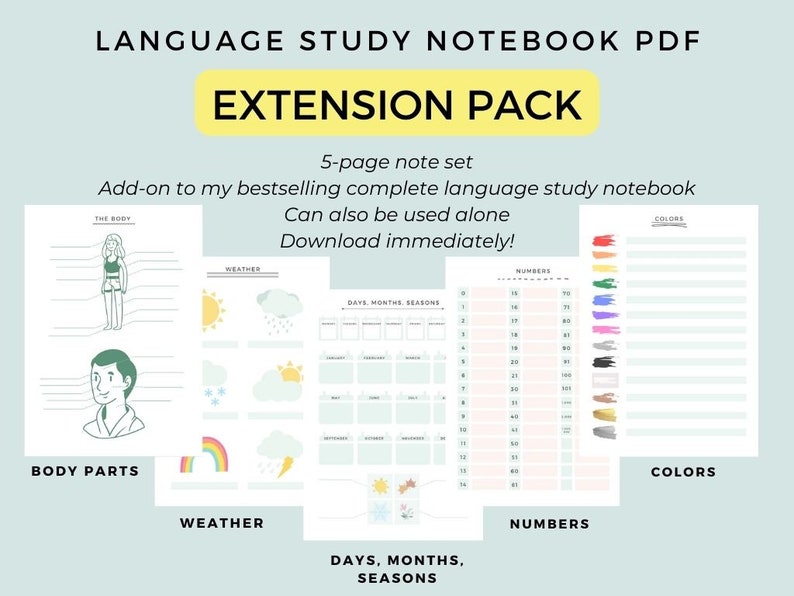 EXTENSION PACK Language Learning Study Notebook Ipad Notes - Etsy