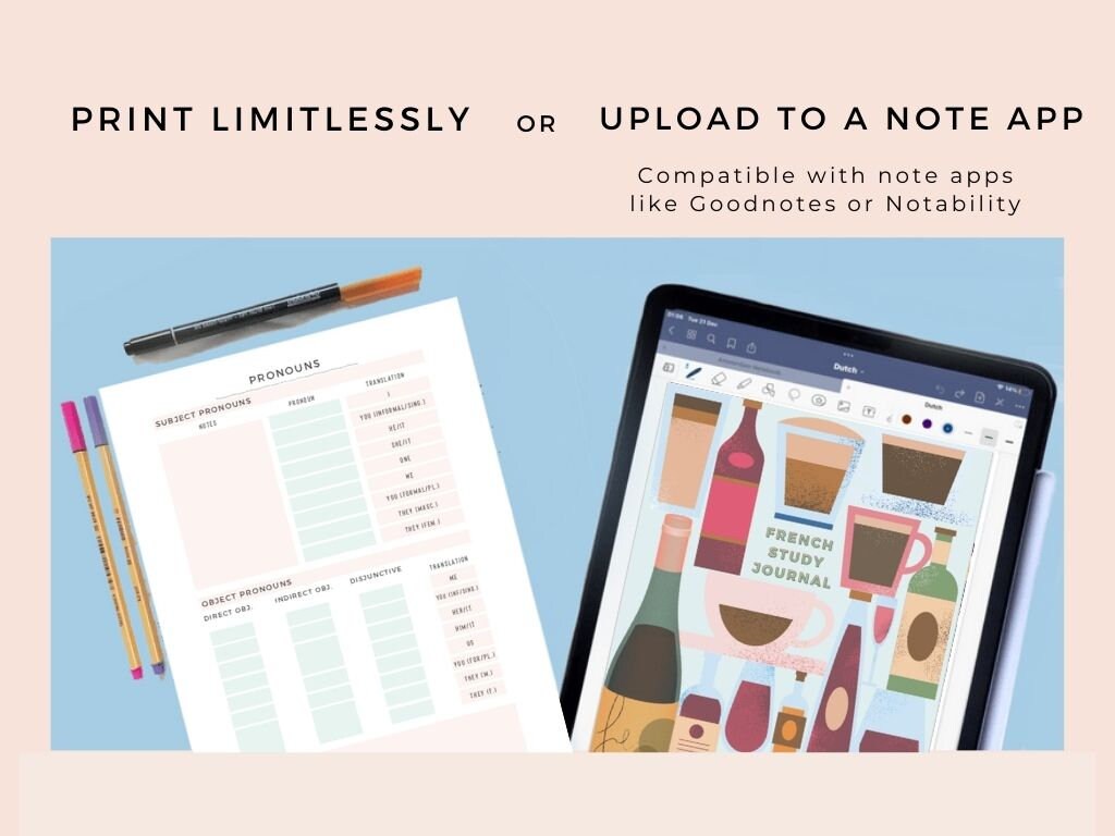 French Language Learning Notebook Study Journal Printable - Etsy Canada