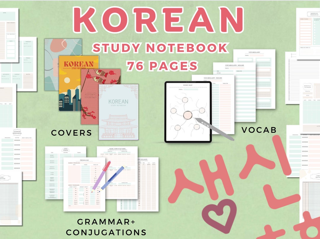 Korean Hangul Language Learning Notebook Study Journal Manuscript ...