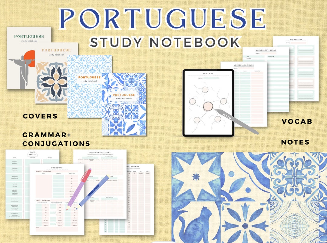 Portuguese Language Learning Notebook Study Journal, Printable Pdf/ipad ...