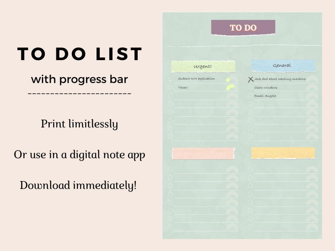 To Do List Printable iPad Template - Etsy