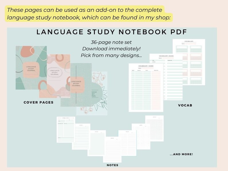 EXTENSION PACK Language Learning Study Notebook Ipad Notes - Etsy