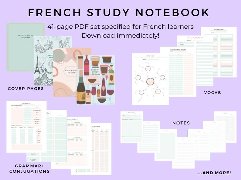 French Language Learning Notebook Study Journal Printable - Etsy Canada