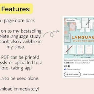EXTENSION PACK Language Learning Study Notebook, iPad Notes or ...