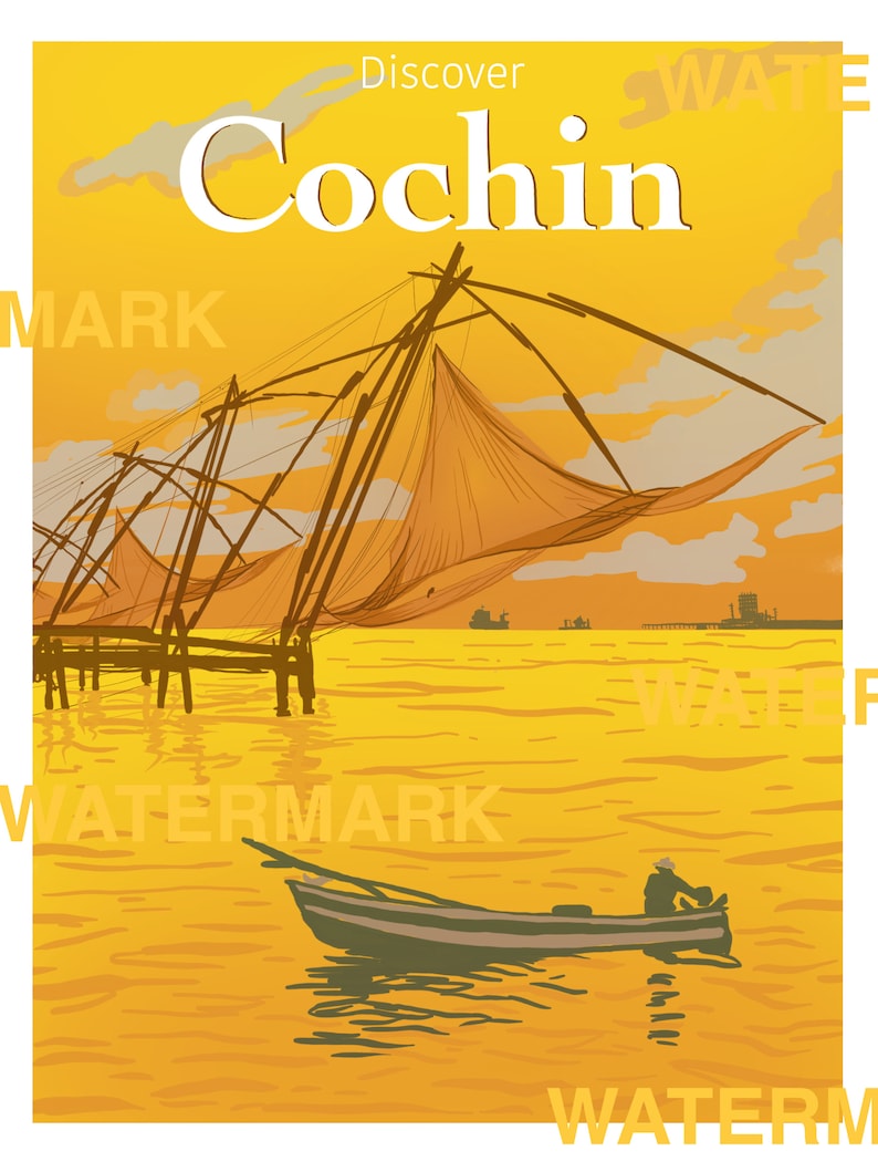 Visit India Cochin Kochi Kerala Print Retro Vintage International ...