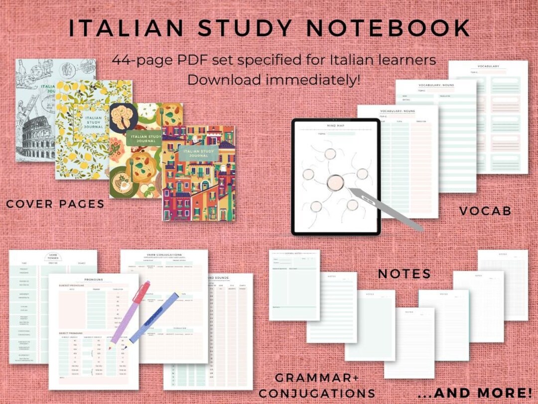 Italian Language Learning Notebook Study Journal Printable - Etsy