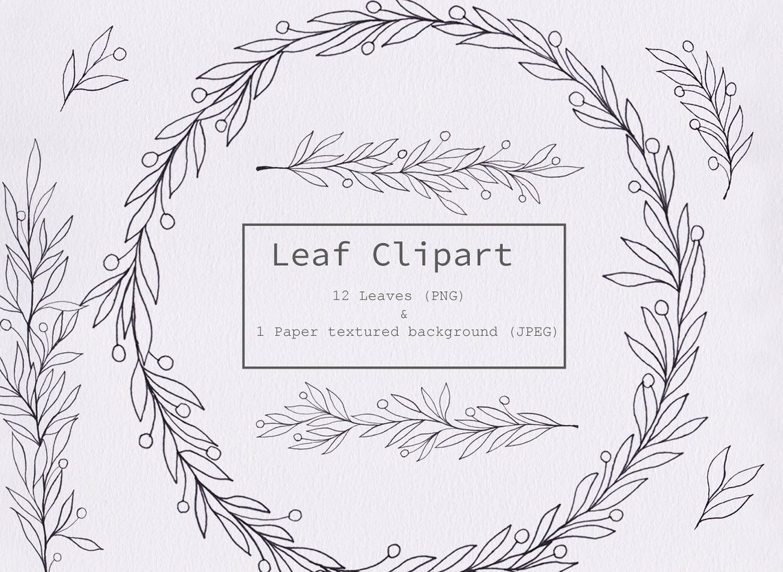 Fine Line Leaves Botanical Line Art on Textured Paper Hand | Etsy