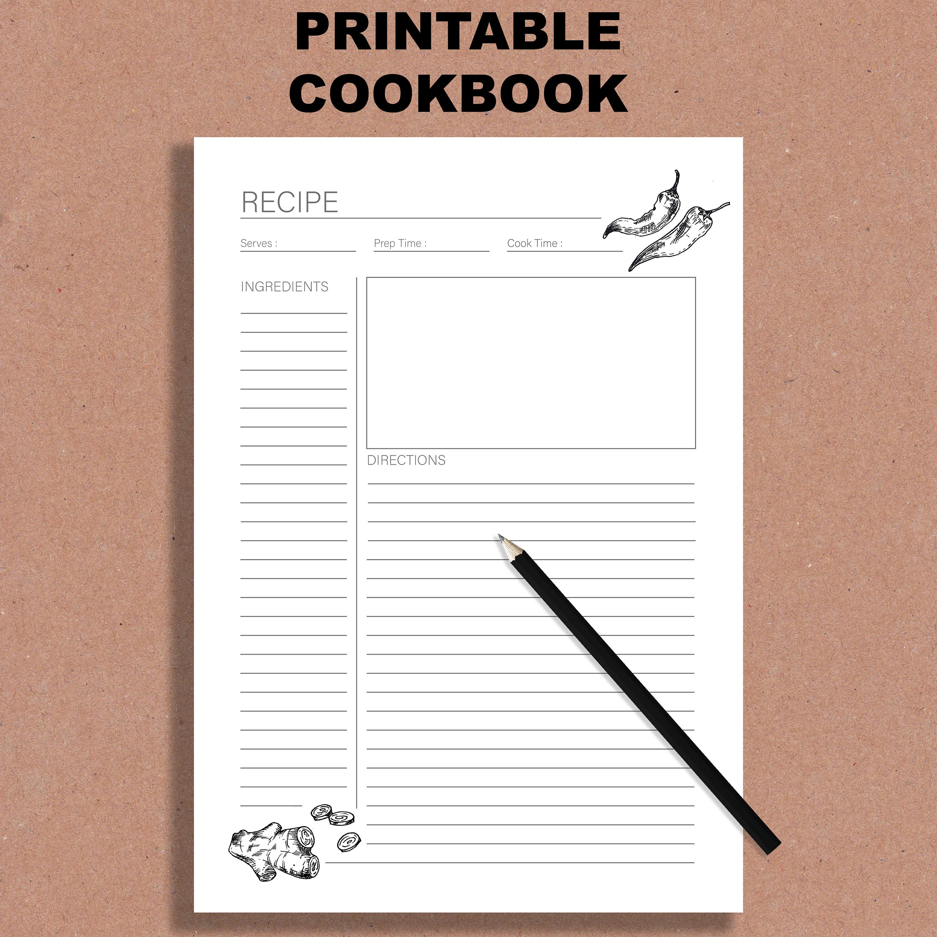 Printable Recipe Template/ Cookbook /recipe Binder /recipe Sheet Blank ...