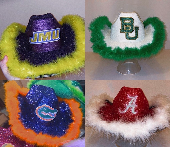 College Themed Glitter Cowboy Hat Customizable Cowgirl Hat - Etsy