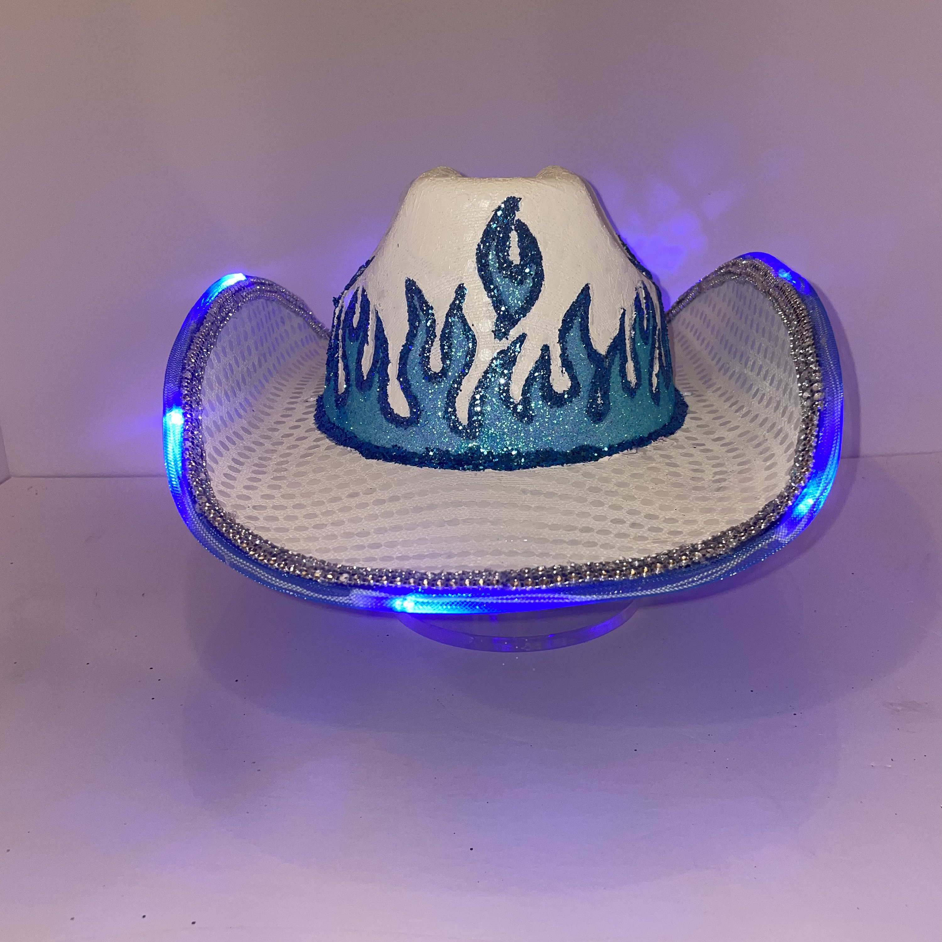 Pink Glitter Flame Cowboy Hat | Fully Custom Cowgirl Hat | Bachelorette ...