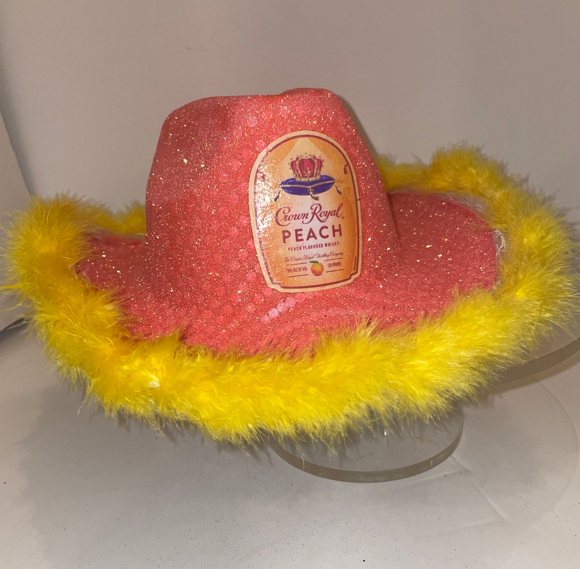 Peach Crown Royal Glitter Cowboy Hat Fully custom light up | Etsy