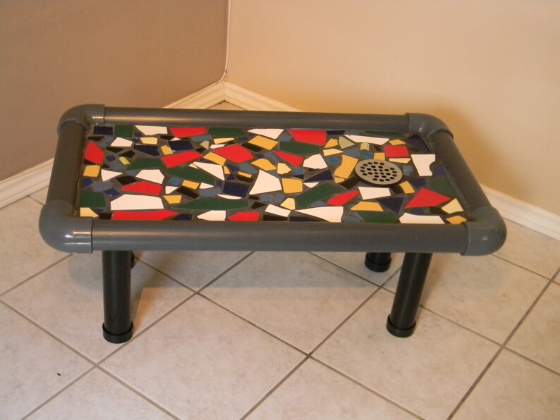Industrial Funky Coffee Table With Mosiac Tile and Floor Drain - Etsy