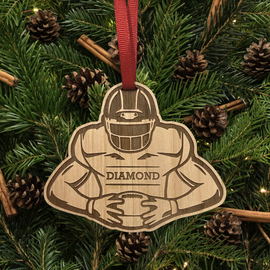 Personalized Football Ornament Engraved Wooden Sports - Etsy