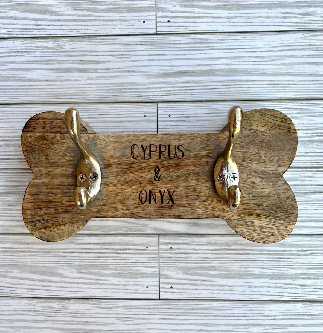 Personalized Dog Leash Hanger: Bone Shape Wood Wall Decor - Etsy