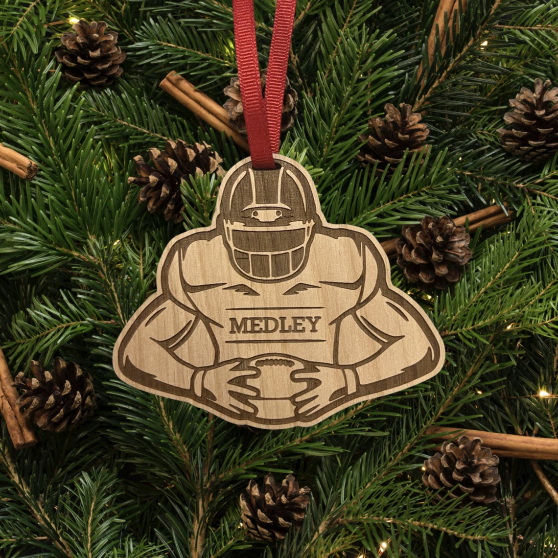 Personalized Football Ornament Engraved Wooden Sports - Etsy