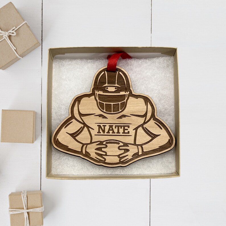 Personalized Football Ornament Engraved Wooden Sports - Etsy
