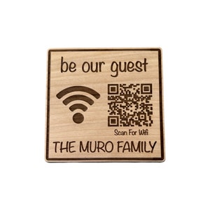 Personalized Wi-fi QR Code Sign: Laser Engraved Alder Wood - Etsy