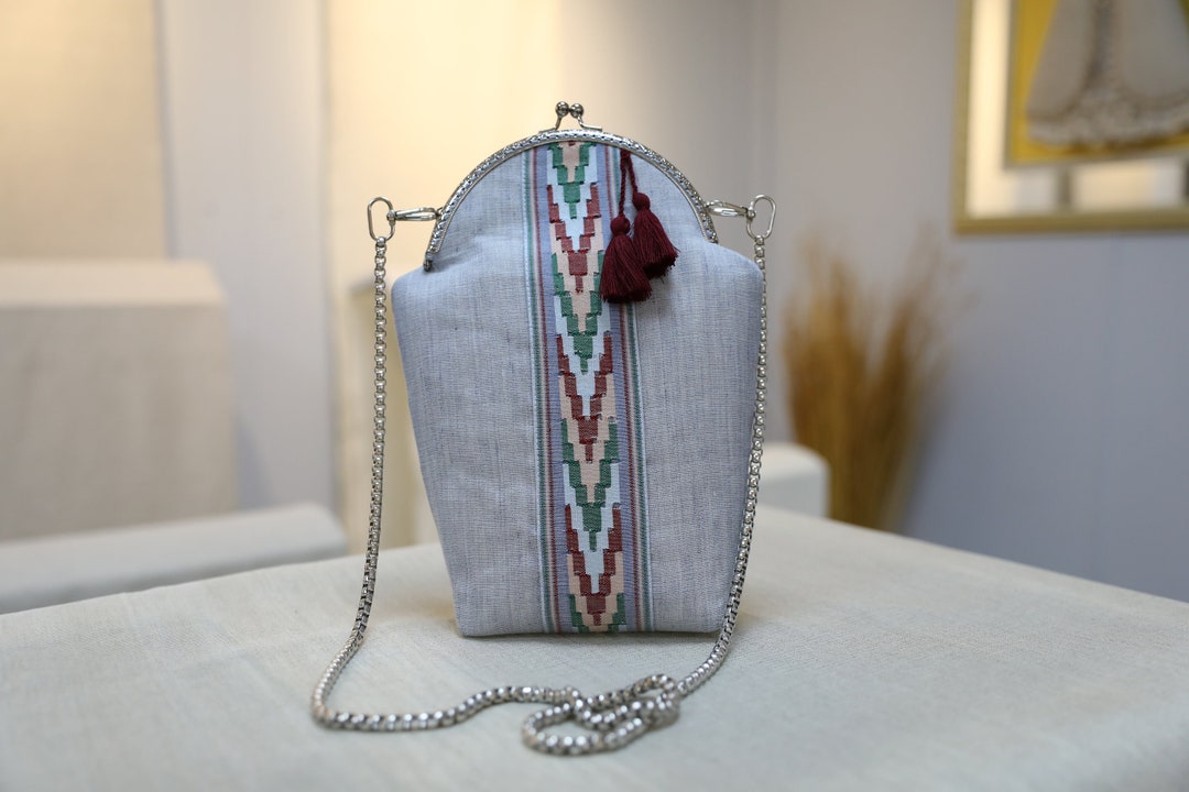 Handmade Hemp Clutch Purse: Light Blue Evening Shoulder Bag - Etsy