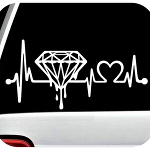 Dripping Diamond Heartbeat Lifeline Decal Sticker for Car Window or ...