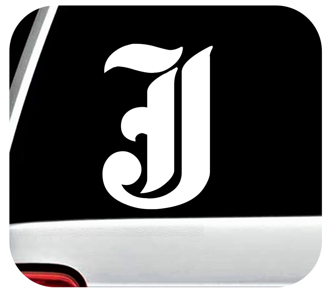 Old English Letter J | Personalized Initial Decal | Diploma Style ...