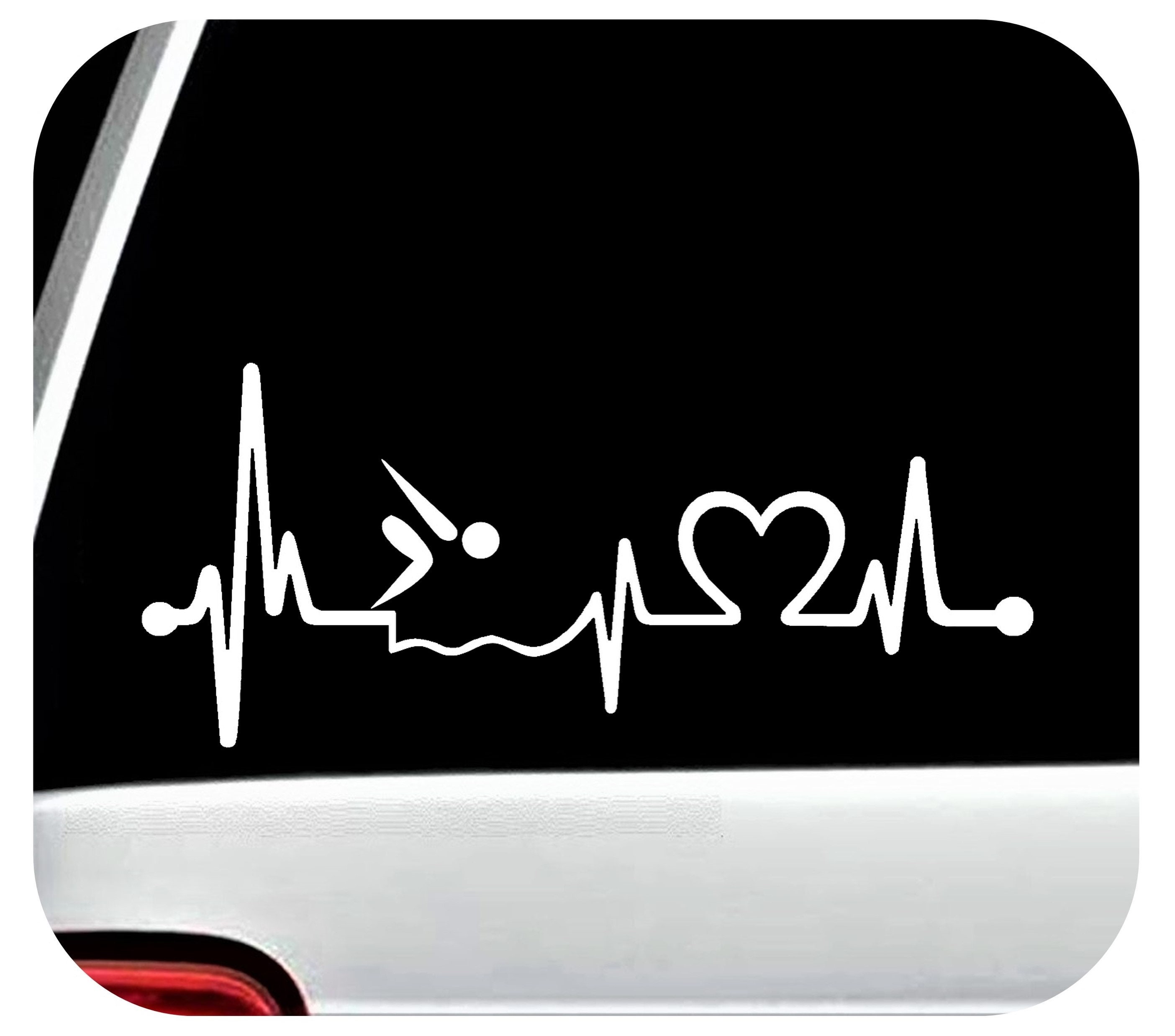 Diving Swimming Swimmer Heartbeat Lifeline Decal Sticker | Water Sports ...